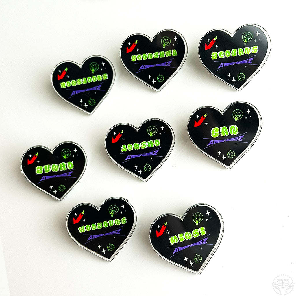 Ateez Bias Heart Acrylic Pins – The Nice Noona
